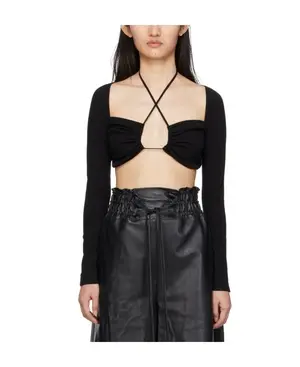 Rosetta Getty Logo Long Sleeve Cropped Top