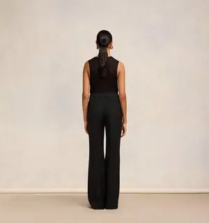 AMI Paris Tailored High-rise Flared Wool Trousers - Black