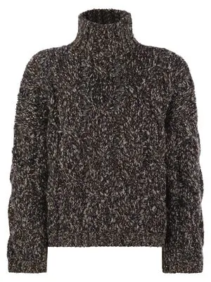 Brunello Cucinelli High Neck Braided Knit Sweater