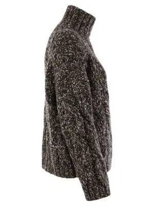Brunello Cucinelli High Neck Braided Knit Sweater