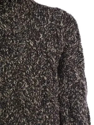 Brunello Cucinelli High Neck Braided Knit Sweater