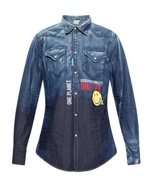 Dsquared2 Denim Logo-print Shirt - Blue