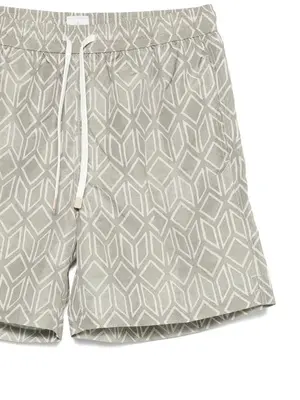 Eleventy Geometric Pattern Swim Trunks - Gray