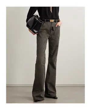 NILI LOTAN Roe Striped Cotton-twill Flared Pants