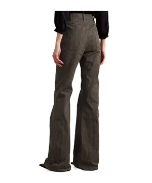 NILI LOTAN Roe Striped Cotton-twill Flared Pants