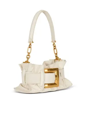 Balmain Mini Anthem Shoulder Bag In Leather With Gold Hardware - White