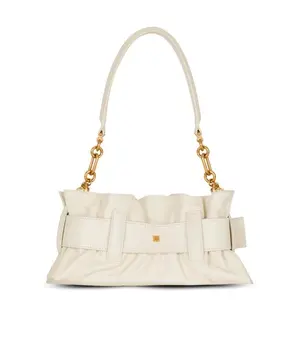Balmain Mini Anthem Shoulder Bag In Leather With Gold Hardware - White