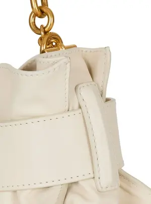Balmain Mini Anthem Shoulder Bag In Leather With Gold Hardware - White