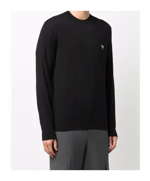 Prada Logo Embroidered Crewneck Jumper - Black