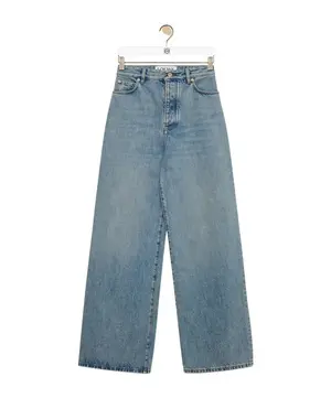 Loewe Logo Patch Wide Leg Jeans - Gray