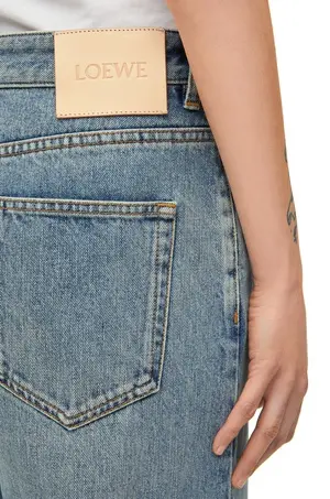 Loewe Logo Patch Wide Leg Jeans - Gray