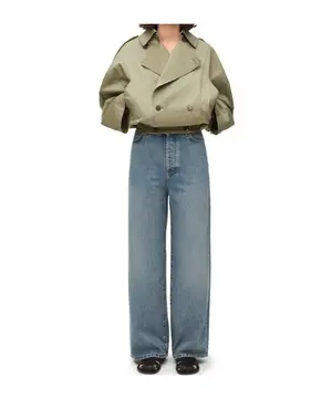 Loewe Logo Patch Wide Leg Jeans - Gray