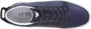 Emporio Armani Leather And Suede Lace-up Sneakers - Black