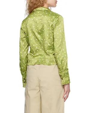 GANNI Crinkled Polka-dot Shirt