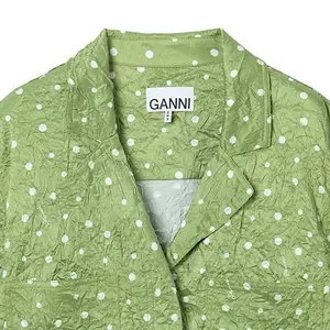 GANNI Crinkled Polka-dot Shirt