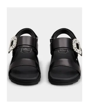 ROGER VIVIER Slidy Viv' Crystal Buckle Sandals