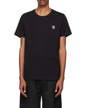 Burberry Logo Embroidered Crewneck T-shirt - Black