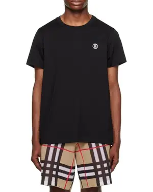 Burberry Logo Embroidered Crewneck T-shirt - Black
