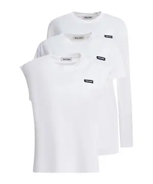 Miu Miu Set Of Three Logo Patch T-shirts