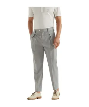 Brunello Cucinelli Pleated Tapered Trousers - Gray