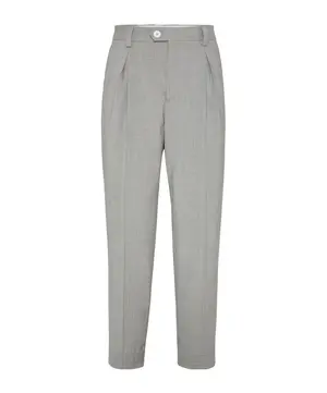 Brunello Cucinelli Pleated Tapered Trousers - Gray