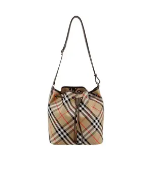 Burberry Checked Drawstring Bucket Bag