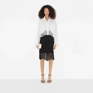 Burberry Lace Detailed Knitted Pencil Skirt - Black