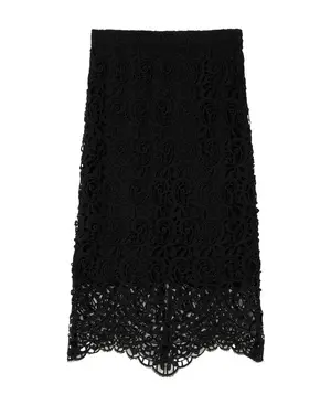 Burberry Lace Detailed Knitted Pencil Skirt - Black