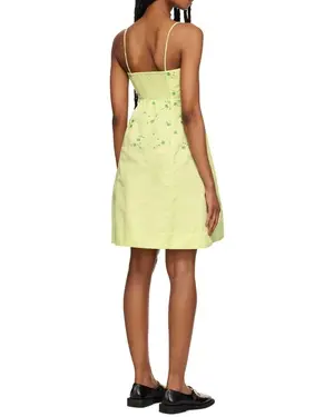 GANNI Mini Dress With Square Neck And Embroidered Details