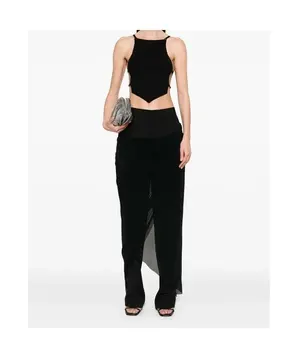 COURREGES Embroidered Ribbed Cropped Top