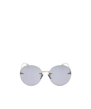 Gucci Round Frame Sunglasses With Floral Appliques - Blue