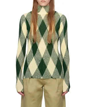 Burberry Argyle High-neck Knit Jumper - Green