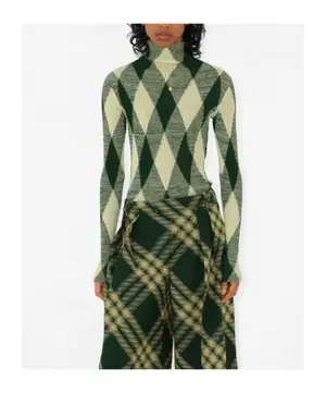 Burberry Argyle High-neck Knit Jumper - Green