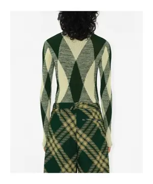 Burberry Argyle High-neck Knit Jumper - Green