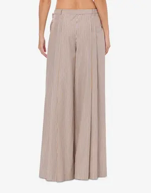 Alberta Ferretti Striped Pleated Wide-leg Trousers - Nude