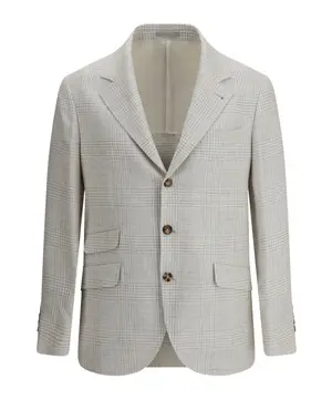 Brunello Cucinelli Single-breasted Checked Blazer - Gray