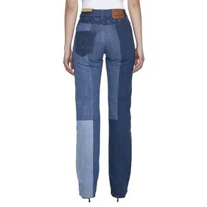 MARINE SERRE Monogram Straight-leg Patchwork Jeans - Blue