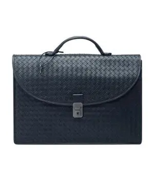 Bottega Veneta Woven Leather Briefcase - Black