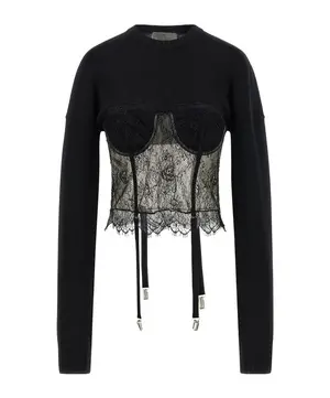 Giuseppe Di Morabito Lace Corset Knitted Top - Black