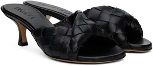 Bottega Veneta Intrecciato High Heel Mules - Black