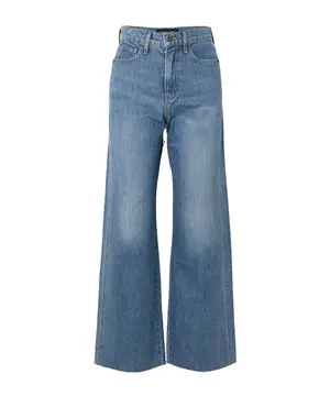 Veronica Beard High-waisted Wide-leg Jeans With Frayed Hems - Blue