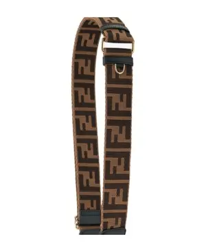 Fendi Fabric Shoulder Strap With Ff Pattern - Brown
