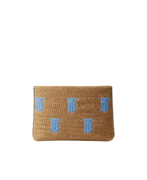 Burberry Monogram Embroidered Zip Clutch Bag