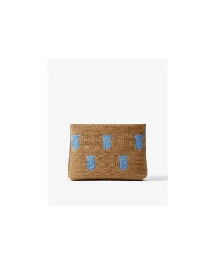 Burberry Monogram Embroidered Zip Clutch Bag