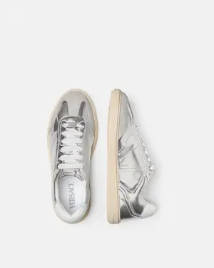 Versace Greca Court Metallic Sneakers - Silver