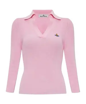VIVIENNE WESTWOOD Orb-embellished Ribbed Knit Top
