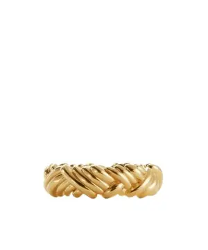 Bottega Veneta Intreccio Ring In Sterling Silver - Gold