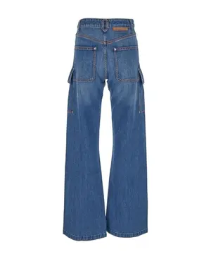 Stella McCartney Wide Leg Jeans With Cargo Pockets