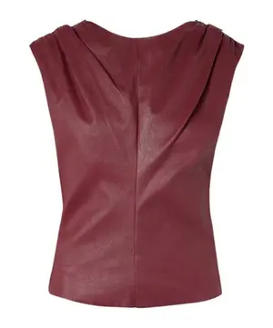 Stouls Dolores Gathered Leather Top - Red