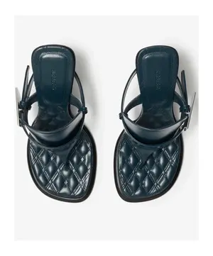 Burberry Quilted Leather Thong-strap Sandals - Black
